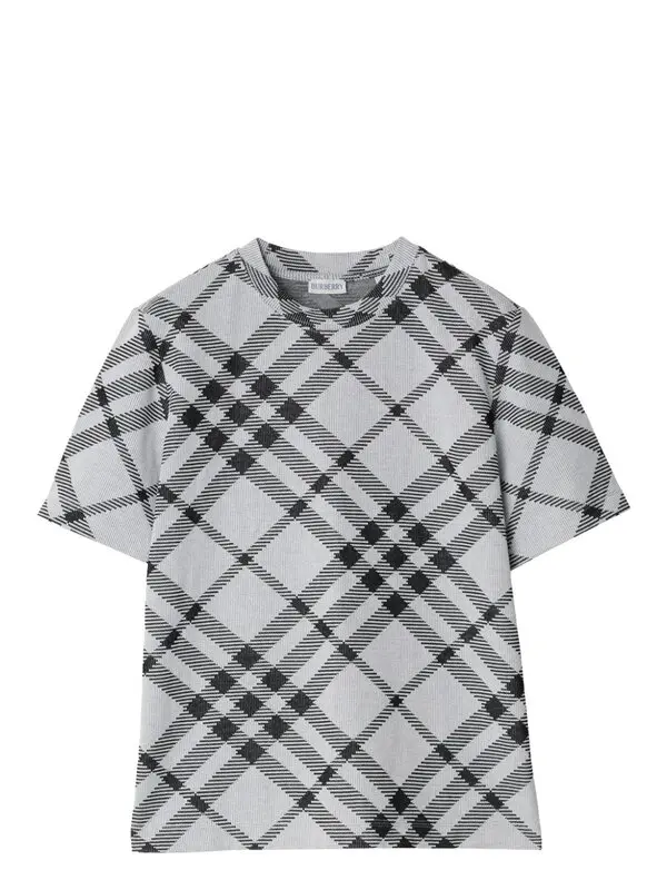 Burberry Check Stretch Cotton-blend T-shirt - White