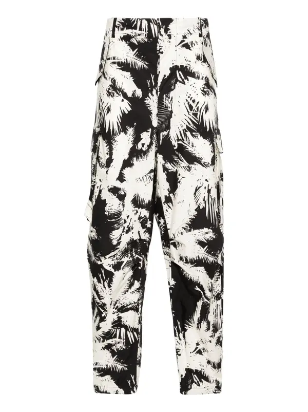 LANEUS Printed Cotton Trousers - Neutrals