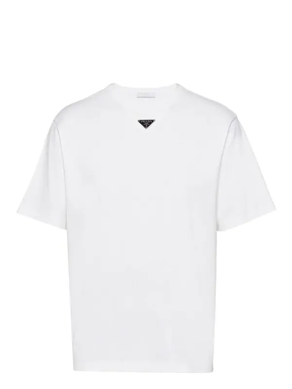 Prada Triangle-logo Cotton T-shirt - White