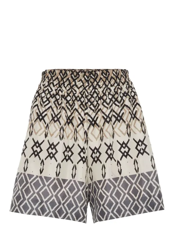 Brunello Cucinelli Geometric-pattern Silk Shorts - Brown