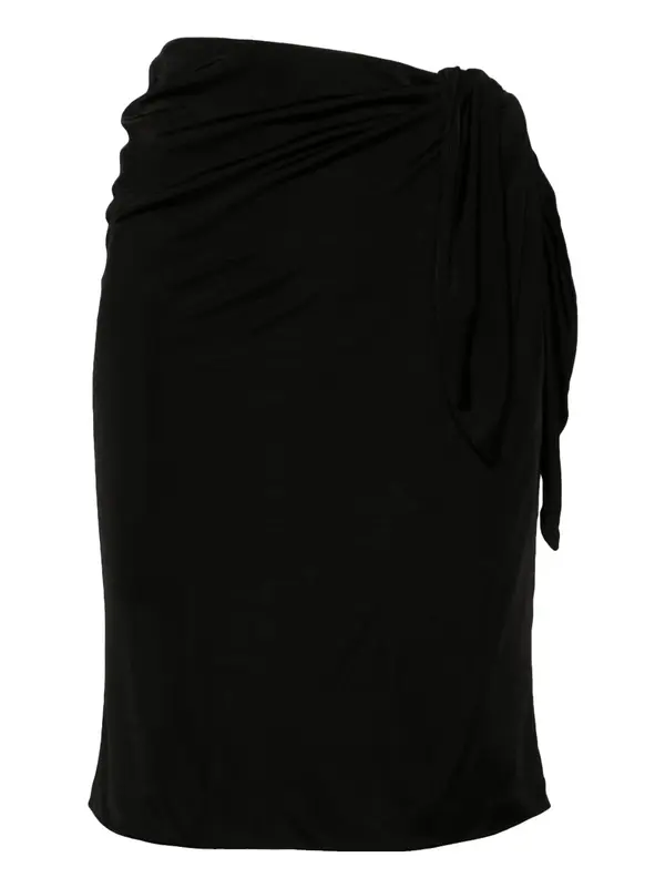 Saint Laurent Wrap Midi Skirt - Black