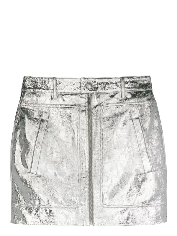 Zadig&Voltaire Jinette Mini Leather Skirt - Silver