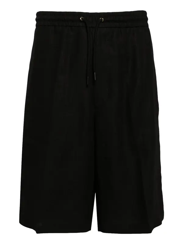 Paul Smith Drawstring Waist Linen Shorts - Black
