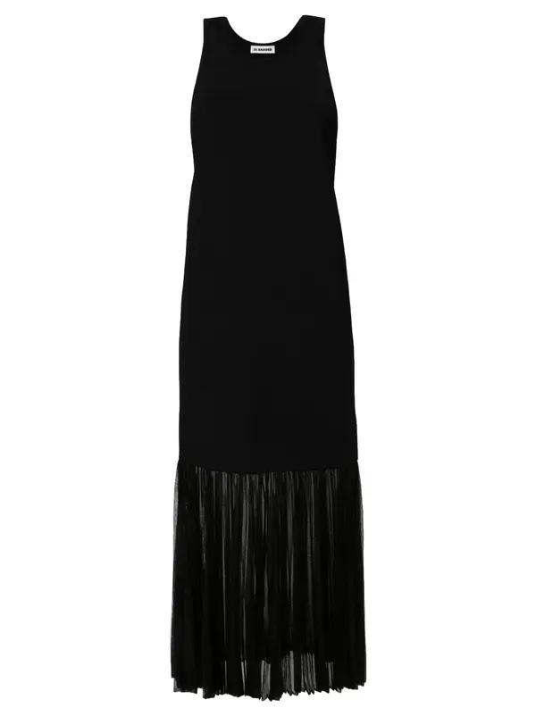 JIL SANDER Plissé-detailed Knitted Maxi Dress - Black