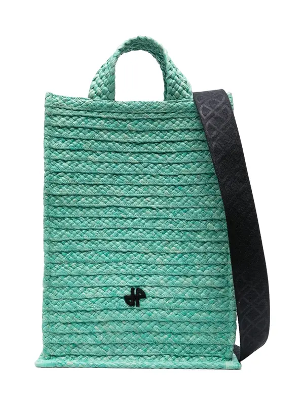 Patou Jp-patch Raffia Tote Bag - Green
