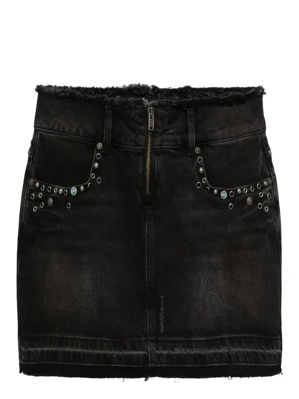 Guess Frayed-brim Denim Miniskirt - Black