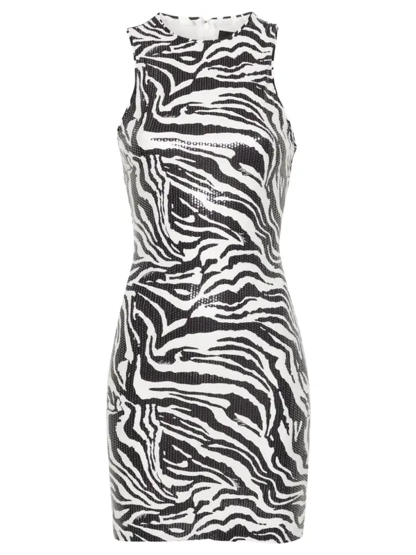 ROTATE BY BIRGER CHRISTENSEN Zebra-print Sequin Embellished Dress - White