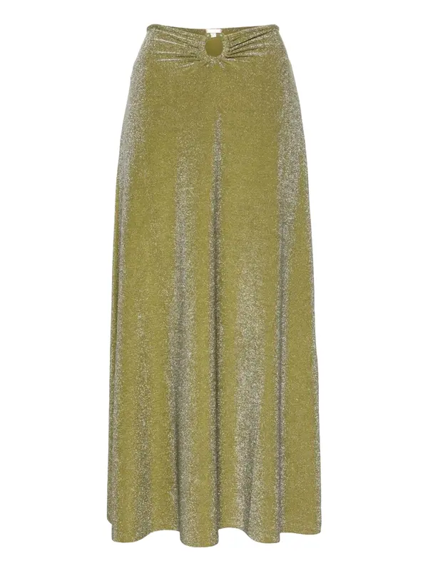 Johanna Ortiz Ring-detail Lurex Midi Skirt - Green