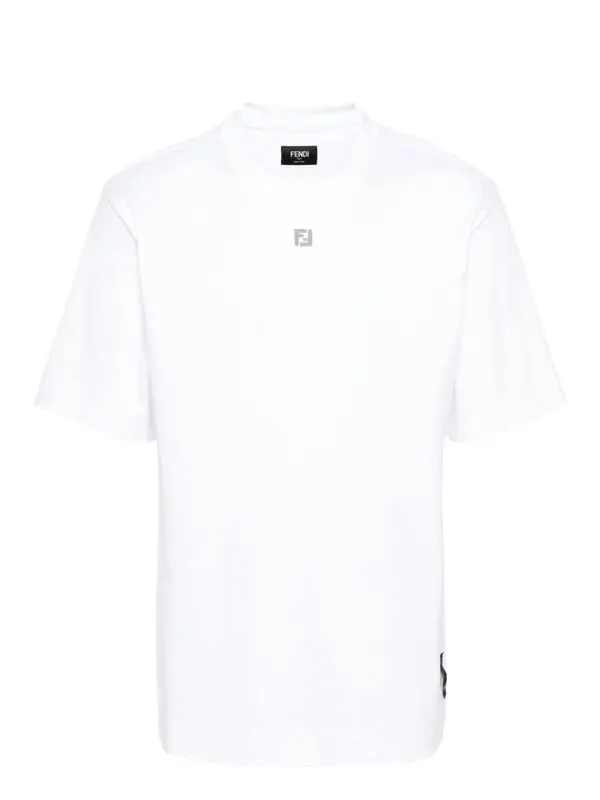 Fendi Ff-plaque Cotton T-shirt - White