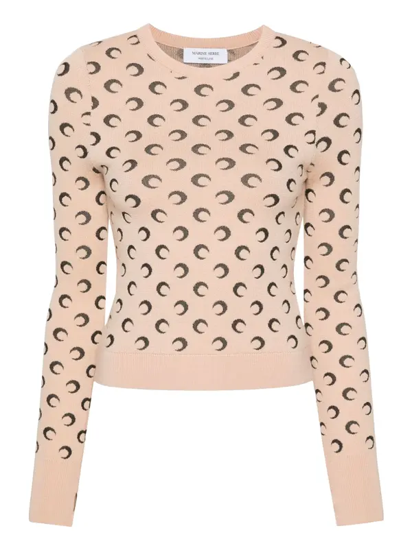 MARINE SERRE Crescent Moon Jacquard Jumper - Neutrals