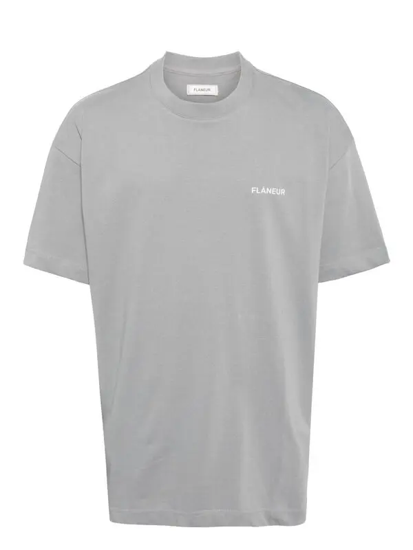 FLANEUR Logo-print Cotton T-shirt - Grey