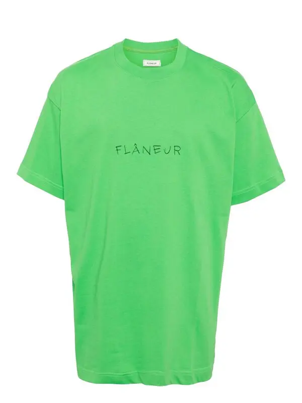 FLANEUR Logo-handwritten Cotton T-shirt - Green