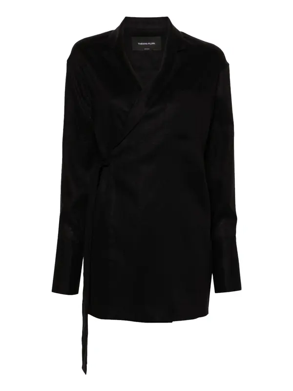 Fabiana Filippi Linen Wrap Jacket - Black