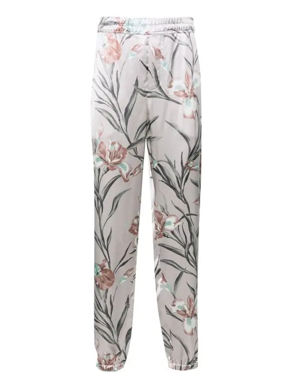 Saint Laurent Floral-print Tapered Trousers - Grey