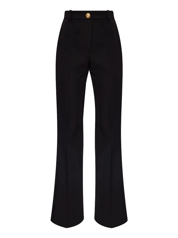 Balmain Flared Virgin Wool Trousers - Black