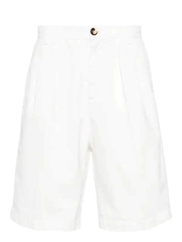 Brunello Cucinelli Pleat-detail Straight-leg Shorts - White