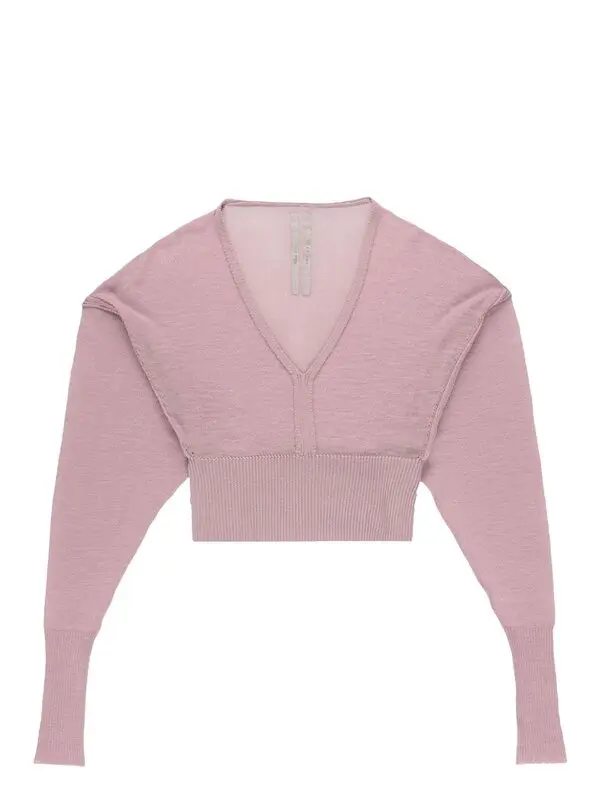 Rick Owens Semi-sheer V-neck Cropped Jumper - Pink