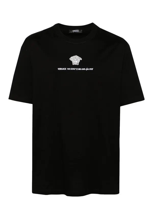 Versace Medusa Milano Embroidered T-shirt - Black