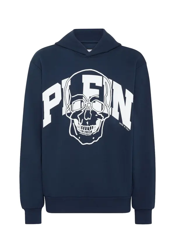Philipp Plein Skull Logo-print Cotton Hoodie - Blue