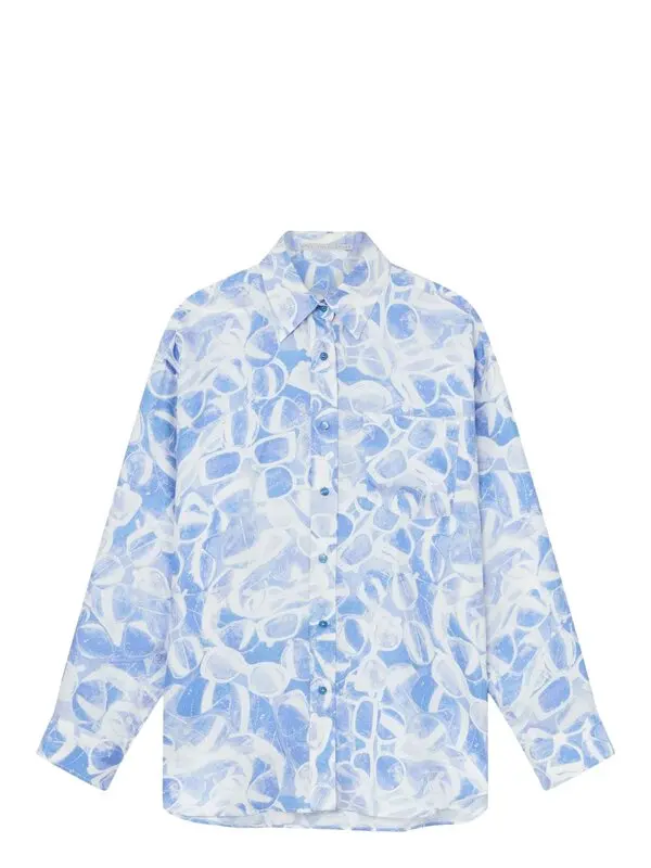Stella McCartney Graphic Print Silk Shirt - Blue