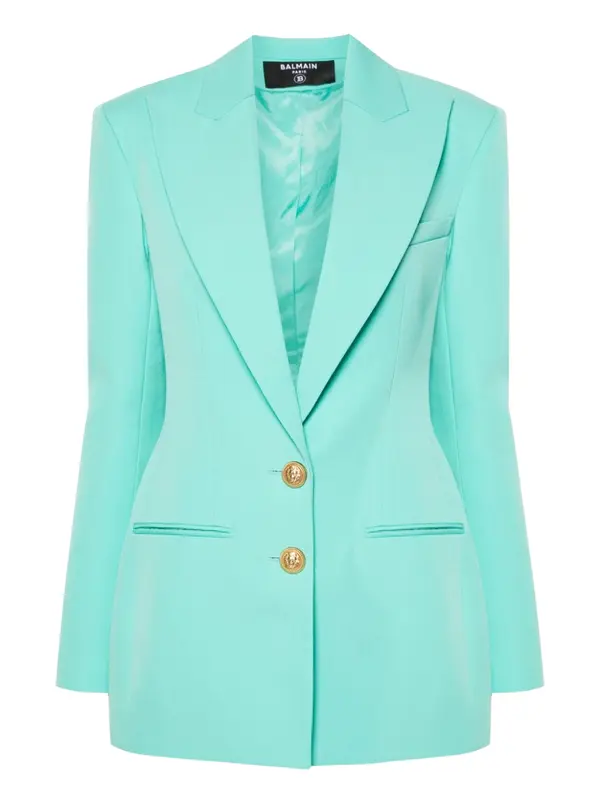 Balmain Virgin Wool Single-breasted Blazer - Blue