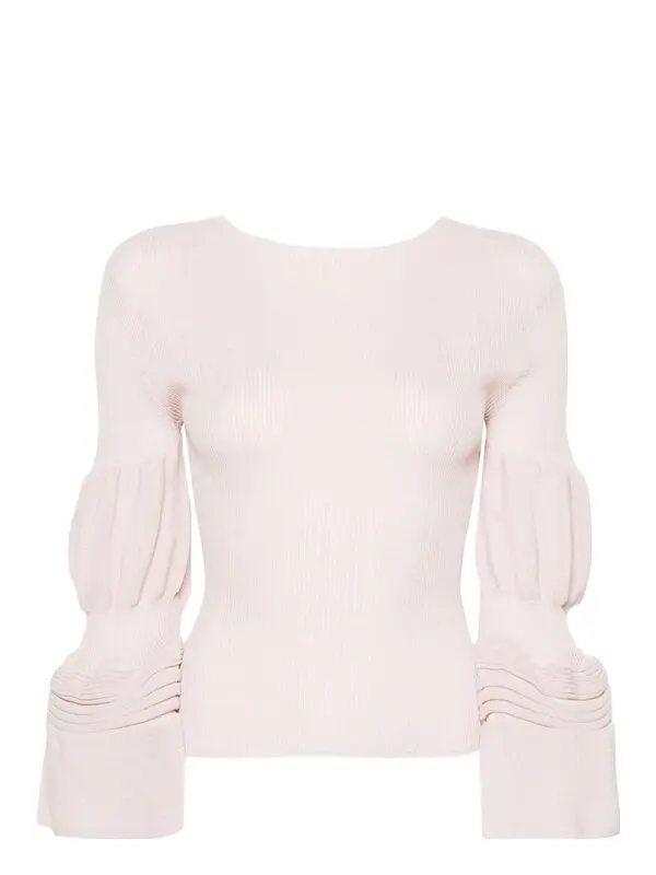 Issey Miyake Bell-sleeves Ribbed-knit Top - Pink