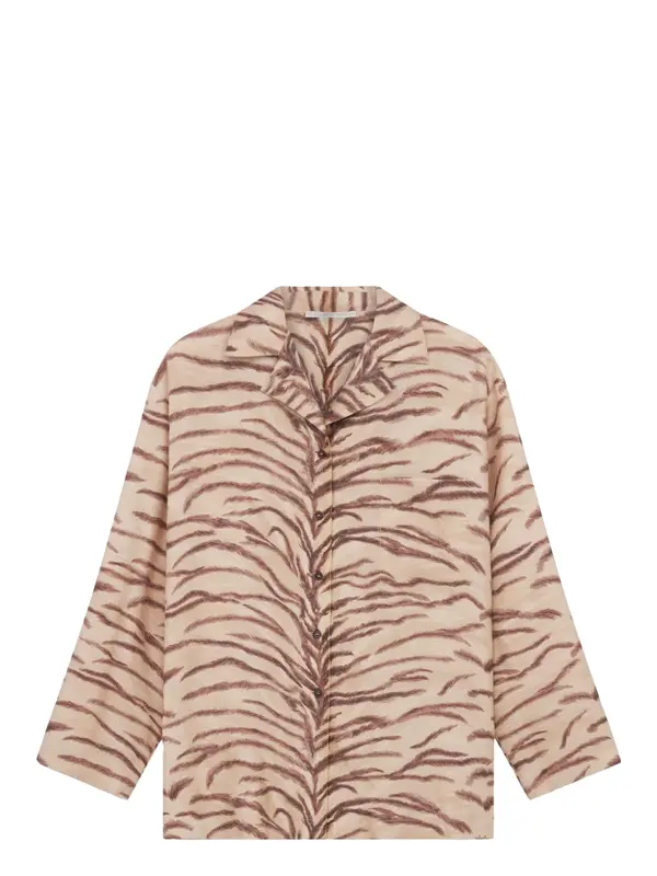 Stella McCartney Tiger-print Silk Pajama Shirt - Neutrals