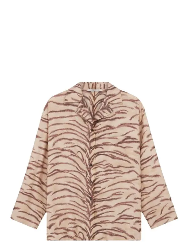Stella McCartney Tiger-print Silk Pajama Shirt - Neutrals