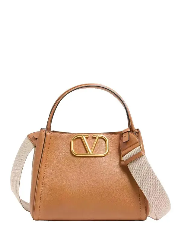 Valentino Garavani Medium Alltime Leather Tote - Brown