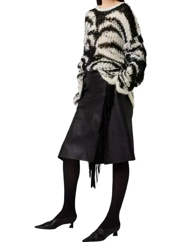 Stella McCartney Altermat Fringe Midi-skirt - Black