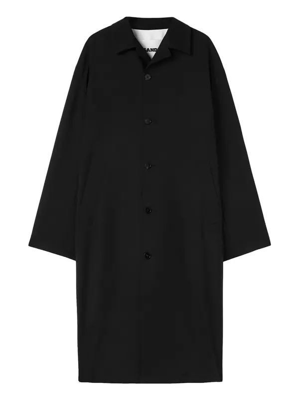 JIL SANDER Buttoned Wool Overcoat - Black