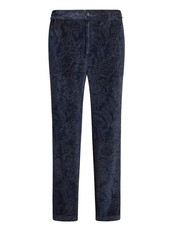 Etro Paisley Jacquard Slim-cut Trousers - Blue