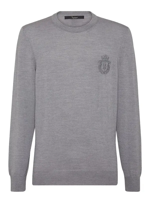 BILLIONAIRE Logo-embroidered Wool Jumper - Grey