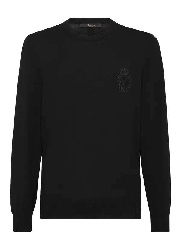BILLIONAIRE Logo-embroidered Wool Jumper - Black