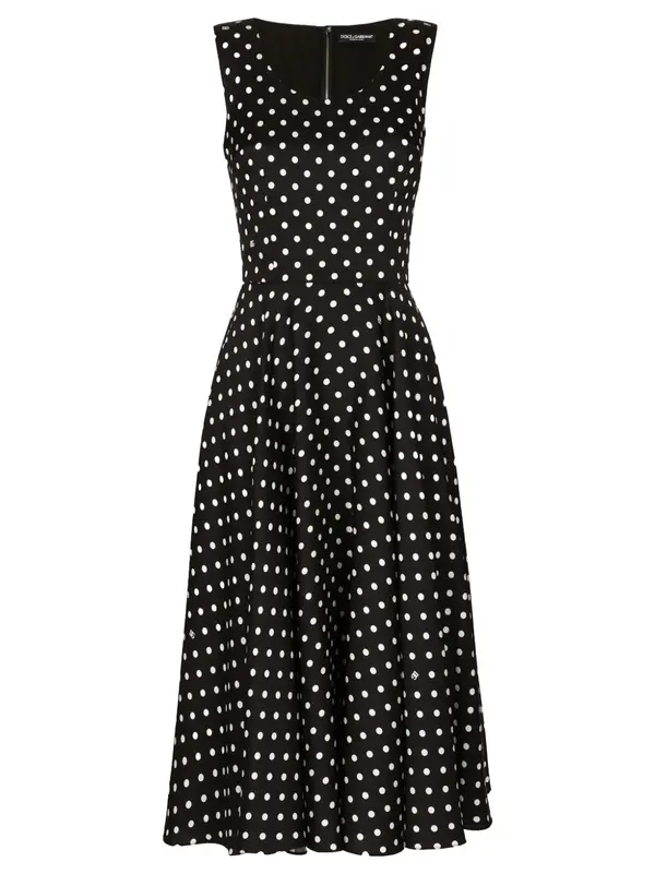 Dolce & Gabbana Polka-dot Midi Dress - Black