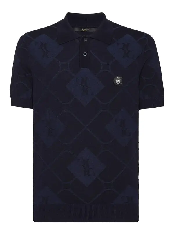 BILLIONAIRE Intarsia-knit Polo Shirt - Blue