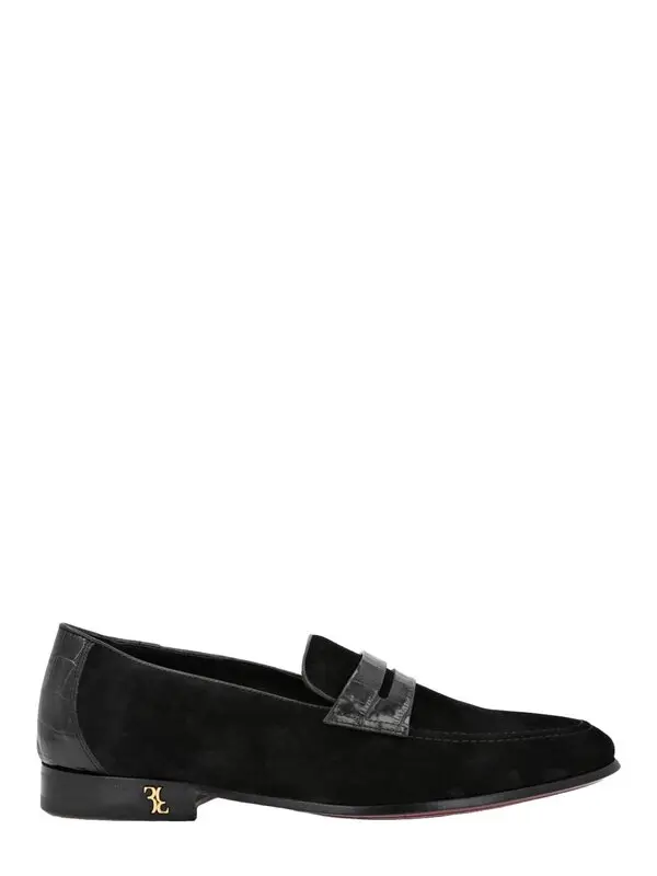 BILLIONAIRE Penny-slot Suede Loafers - Black