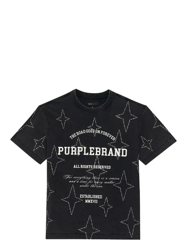 PURPLE BRAND Stacked Crystal Stars T-shirt - Black