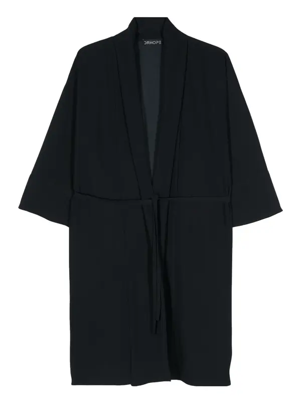 DRHOPE Crepe Belted Coat - Black