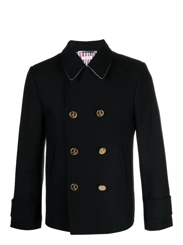 Thom Browne Double-breasted Pea Coat - Blue
