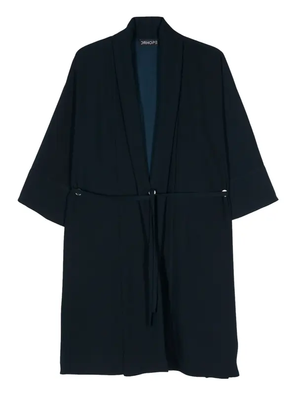 DRHOPE Crepe Belted Coat - Blue