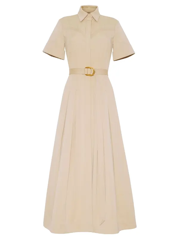 Adam Lippes Leighton Cotton-twill Shirt Dress - Neutrals