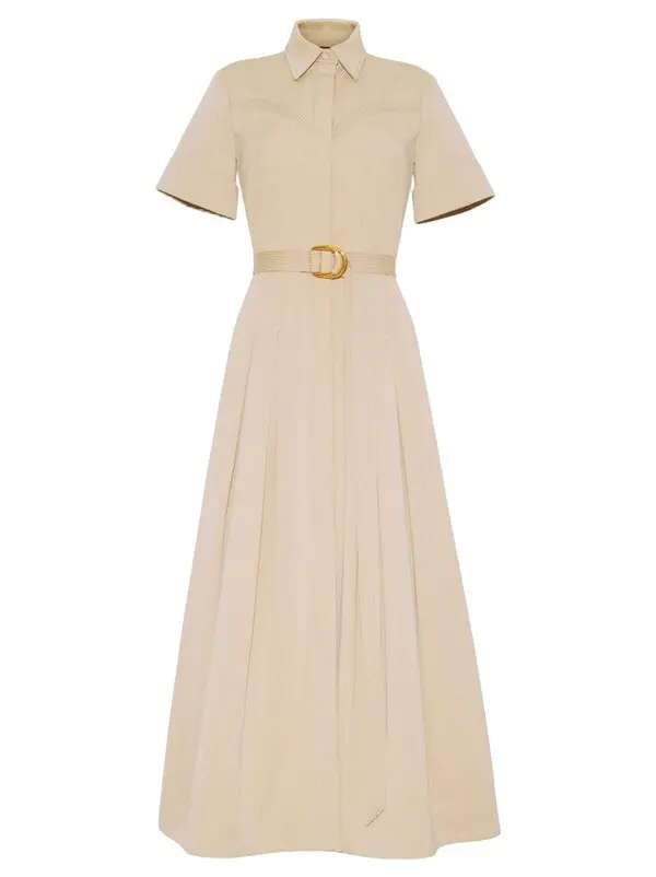Adam Lippes Leighton Cotton-twill Shirt Dress - Neutrals