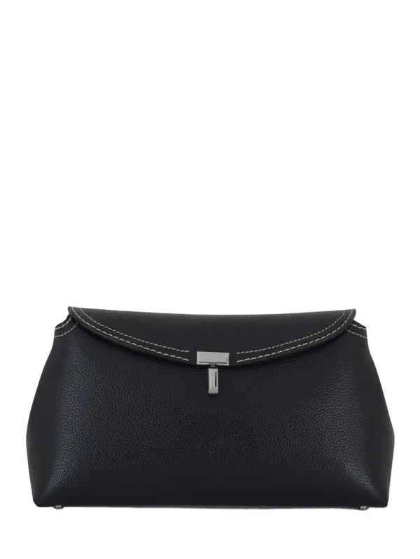 TOTEME T-lock Leather Clutch Bag - Black