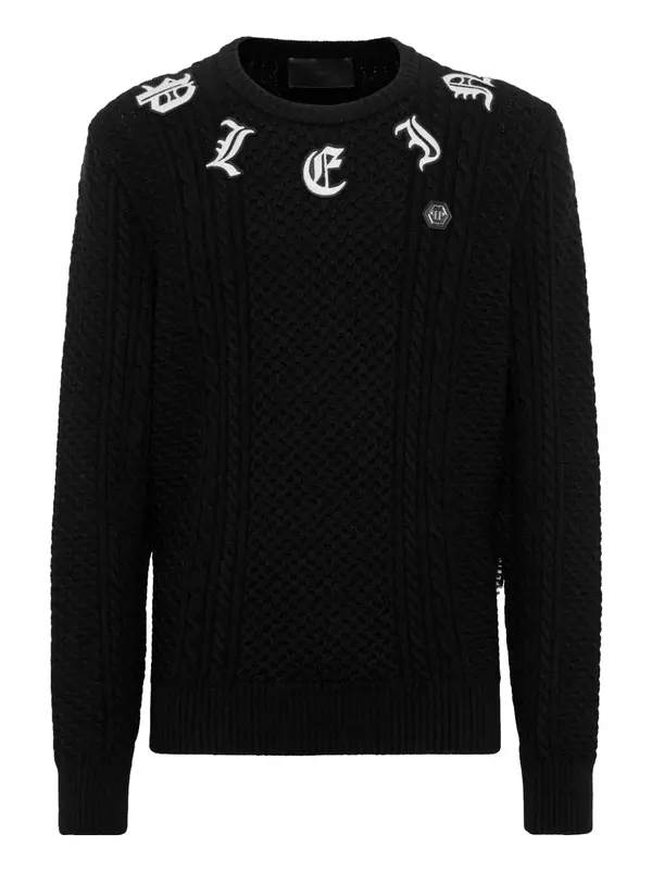 Philipp Plein Logo-embroidered Cashmere Jumper - Black