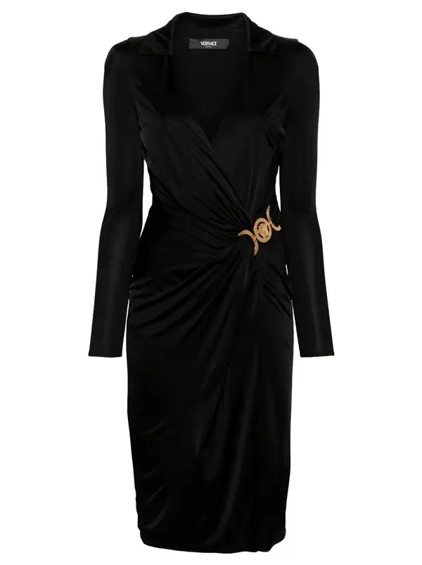 Versace Medusa-plaque Jersey Midi Dress - Black