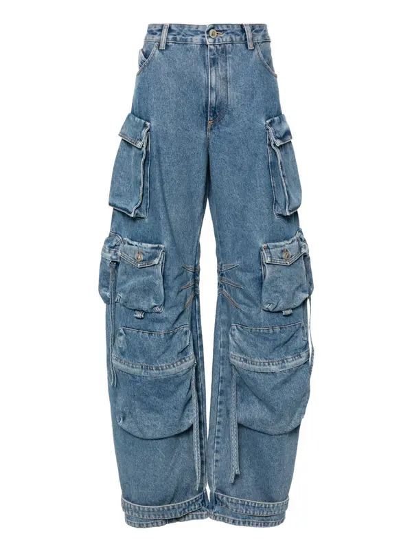 Attico Fern Wide-leg Cargo Jeans - Blue