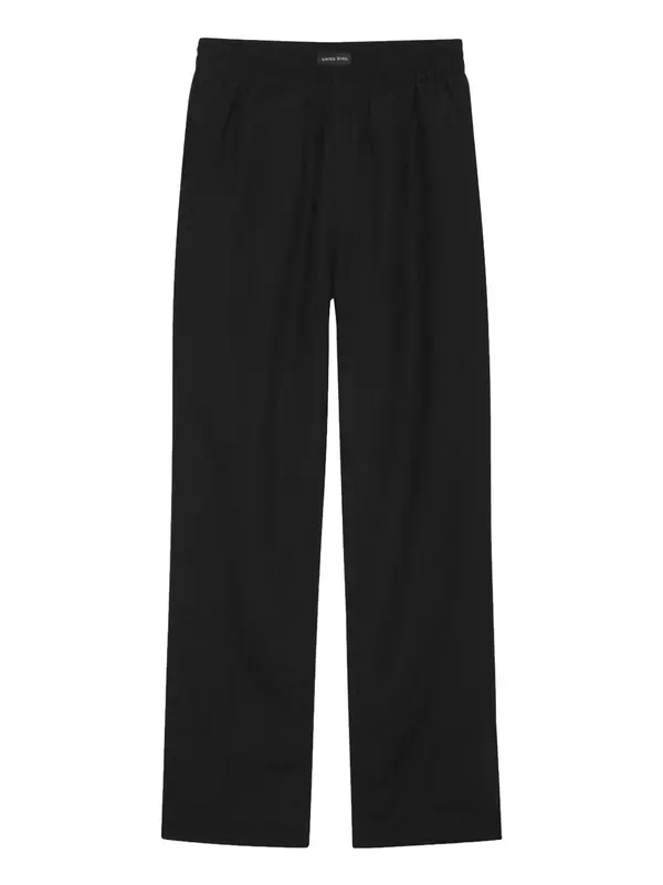 ANINE BING Short-slit Linen Straight Trousers - Black