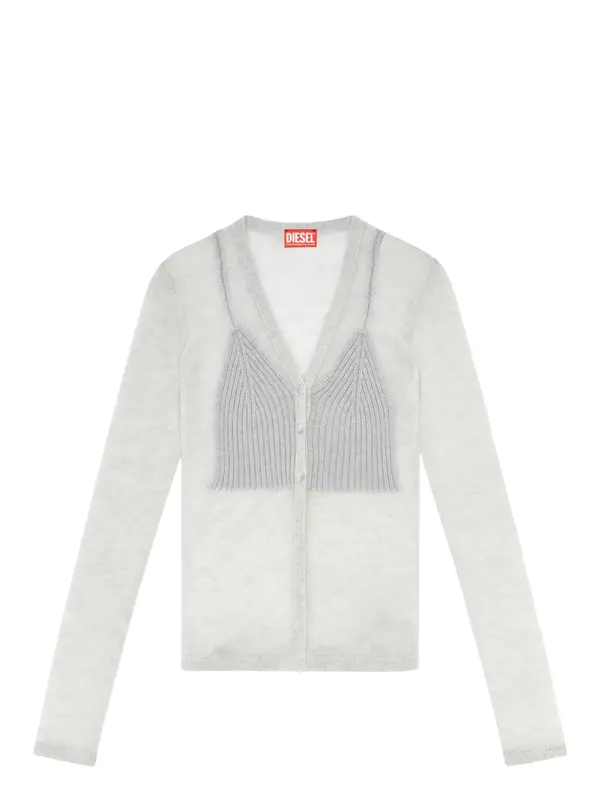 DIESEL® Layered-effect Knitted Cardigan - Grey