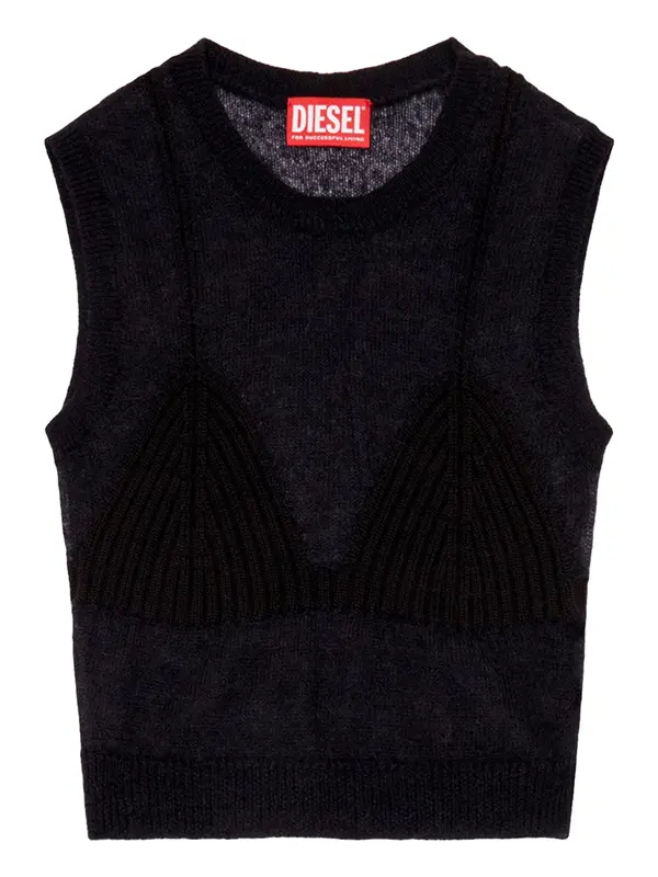 Diesel M-arostica Knitted Tank Top - Black